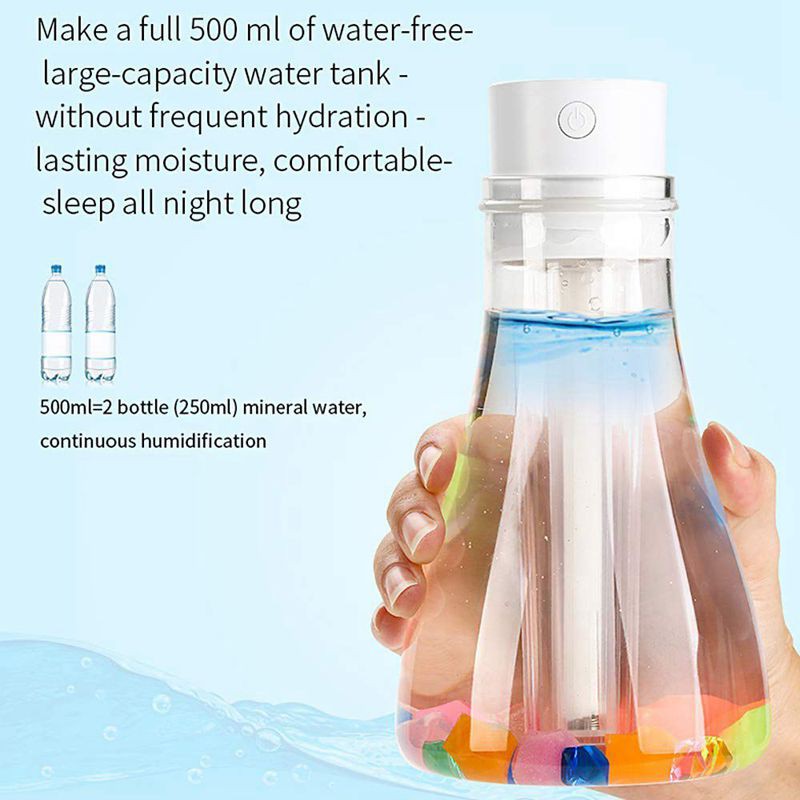 Humidifiers 500ml Portable USB Wishing Bottle Mist Spray Light Bar ...