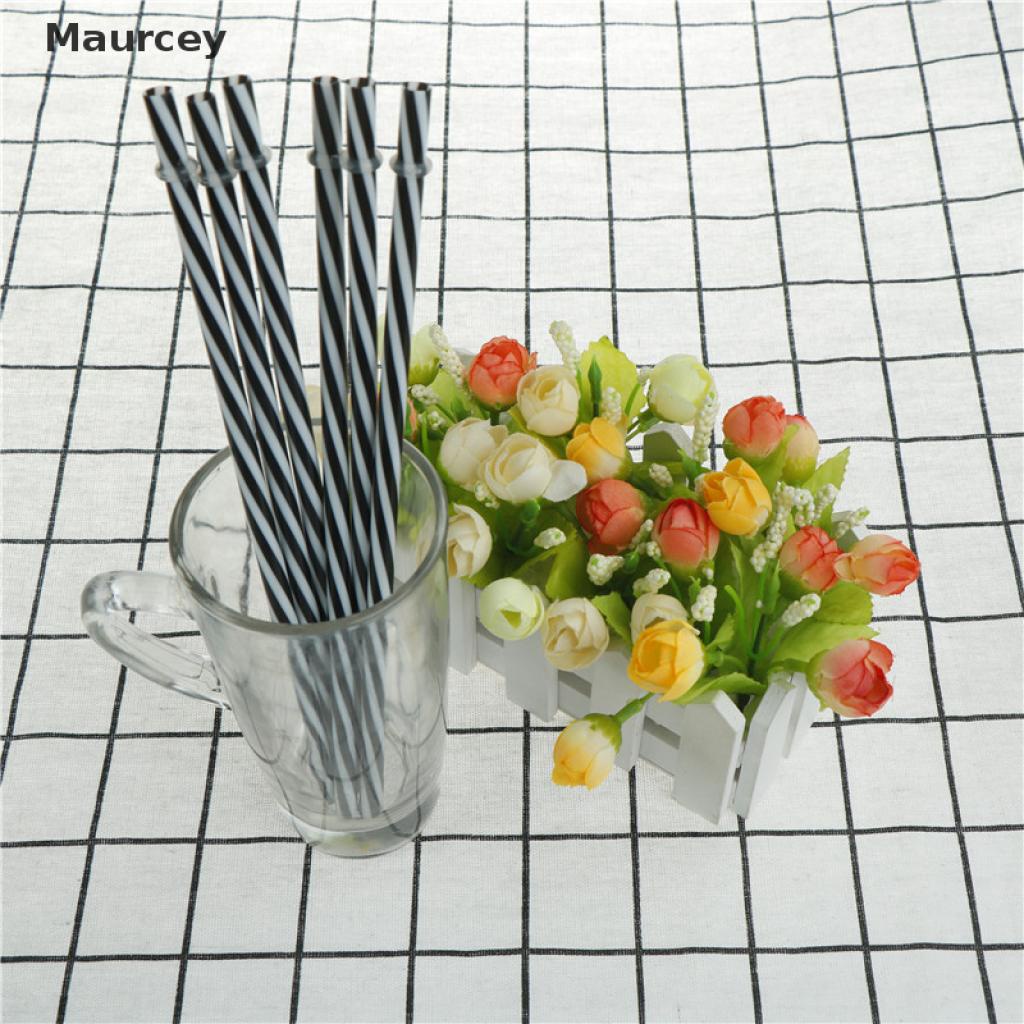 Maurcey 6pcs Two Colors Thread Pattern Reusable Plastic Thick Drinking ...
