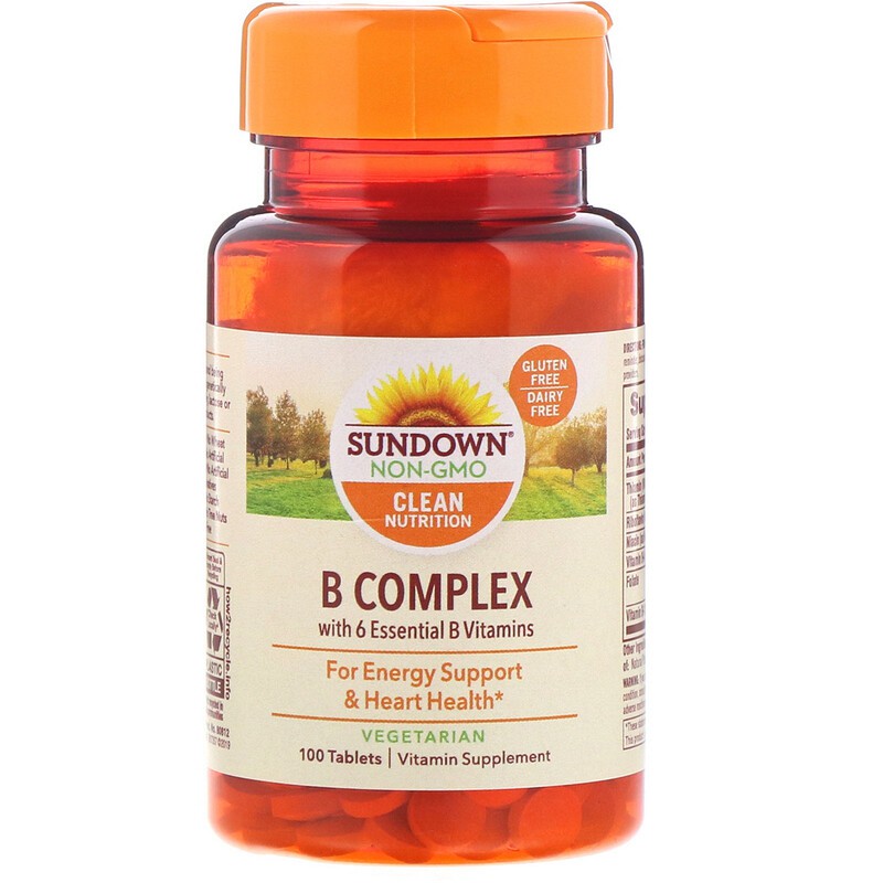Sundown Naturals, B-Complex, 100 Tablets วิตามินบีรวม บำรุงสมองและระบบ ...