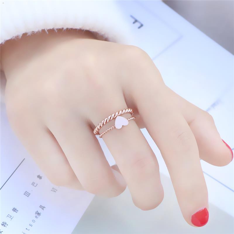 Korean twist ring 18k rose gold titanium steel tail ring female pinky fashion personality ins ...