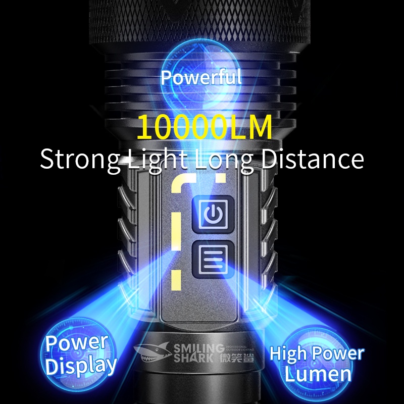 ของแท้ SmilingShark ไฟฉาย LED M77 Super Bright Long Shot 10000LM ซูม ...
