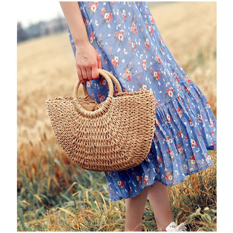 กระเป๋าสานHaft Moon กระเป๋าถือสําหรับเด็กผู้หญิง WlHi - 9soo0dgmgn ...