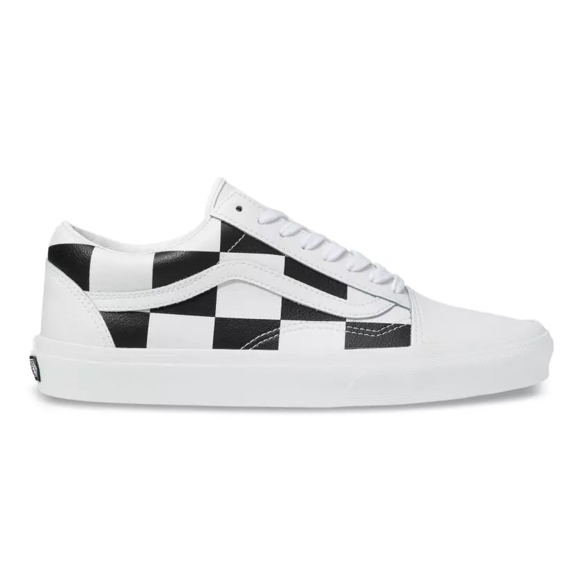 VANS Old Skool (Leather Check) - True White/Black รองเท้า VANS ...