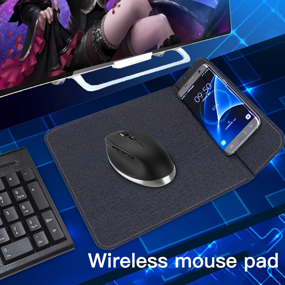 5W Wireless Charging USB Micro Mice Mouse Pad Support Wrist for Games Office Laptop Mousepad ...
