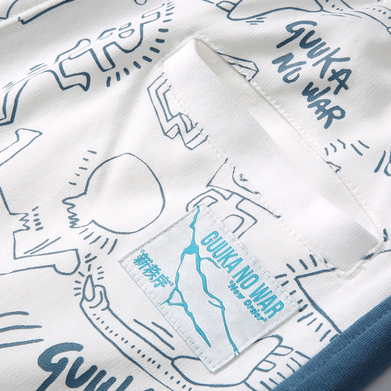 GUUKAแบรนด์ยอดนิยมมือวาดพิมพ์กางเกงขาสั้นผู้หญิงฤดูร้อนหลวมฮิปฮอปคู่สี ...