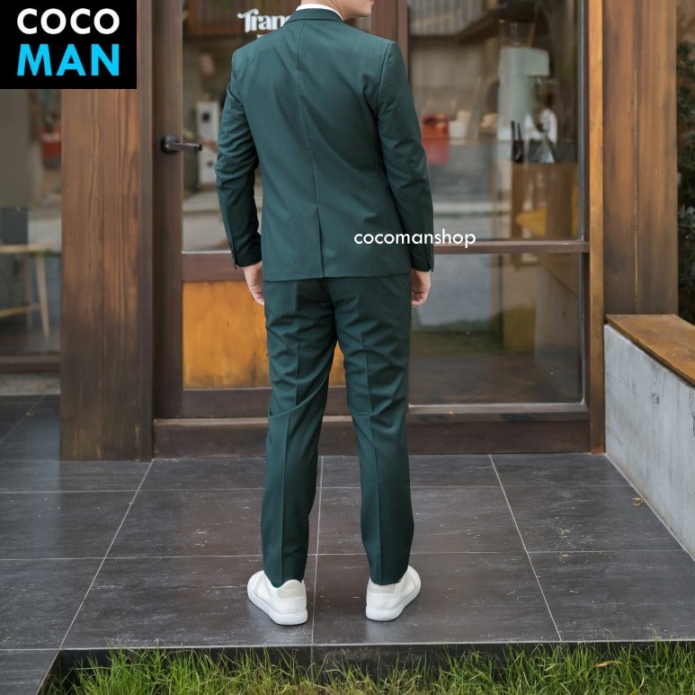 มีโค้ดลดเพิ่มCOCO-MAN ชุดสูทผู้ชาย สีเขียวเข้ม เสื้อสูท กระดุม 2 เม็ด ...