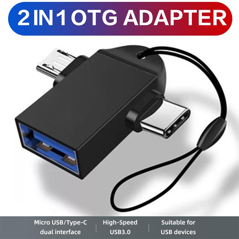 2 In 1 Otg อะแดปเตอร์, Usb 3.0 Female To Micro Usb Male And Usb C Male ...