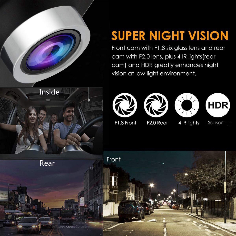 2020 ใหม่ 3 เลนส์ Dash Cam 170 HD 1080 จุดรถกล้องบันทึกภาพรถ DVR บันทึก ...