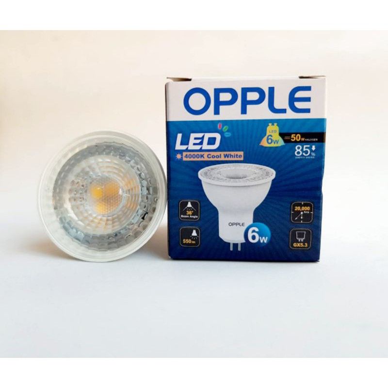 Opple LED MR16 GU5.3 6W coolwhite 220V รุ่น Ecomax GX5.3 | Shopee Thailand