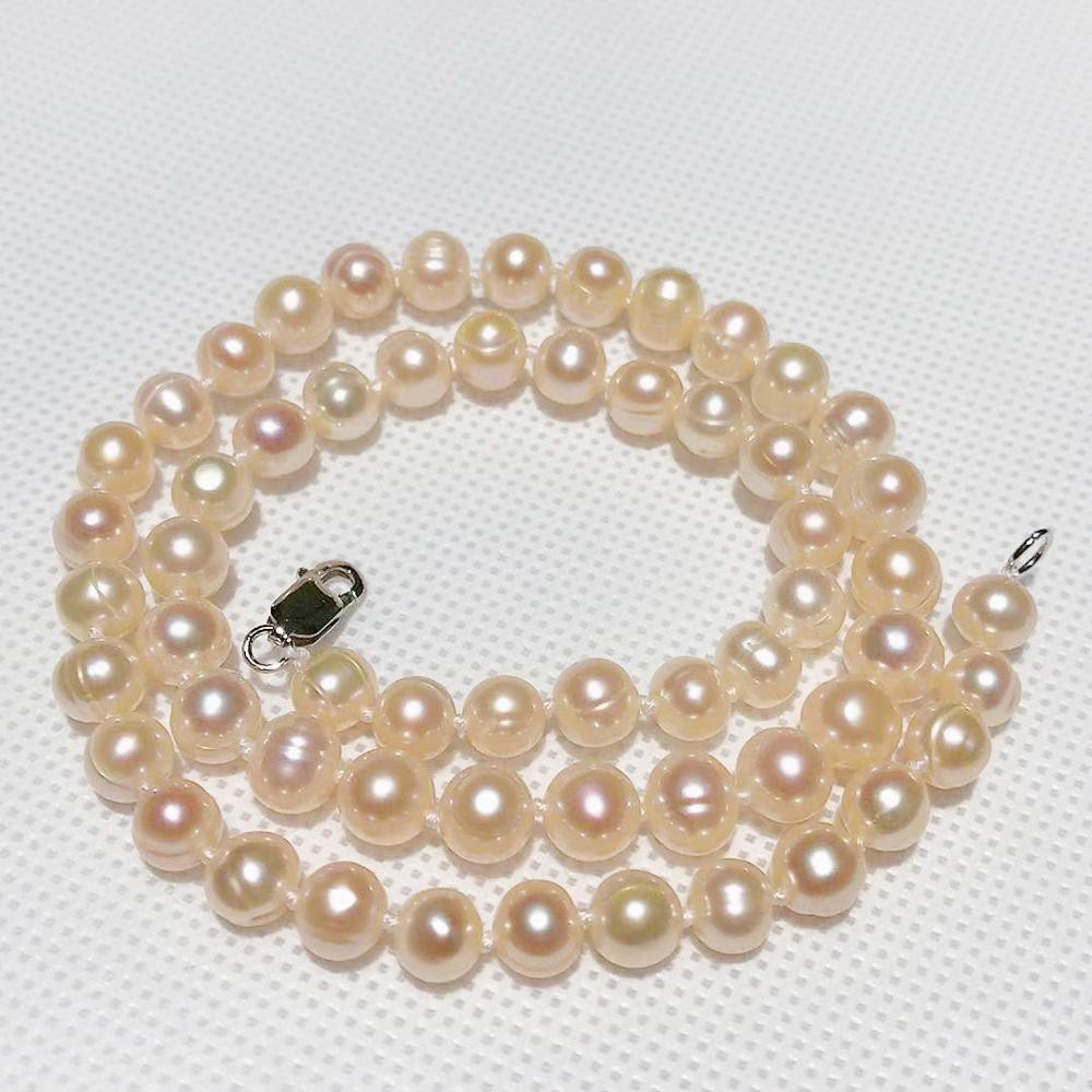 New Natural Freshwater Cultured Pearl Thread Pearl 7-8MM White Pink ...