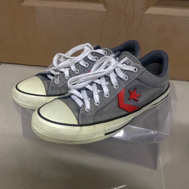 รองเท้า Converse Star Player Admiral Grey/Fire Brick Red ...