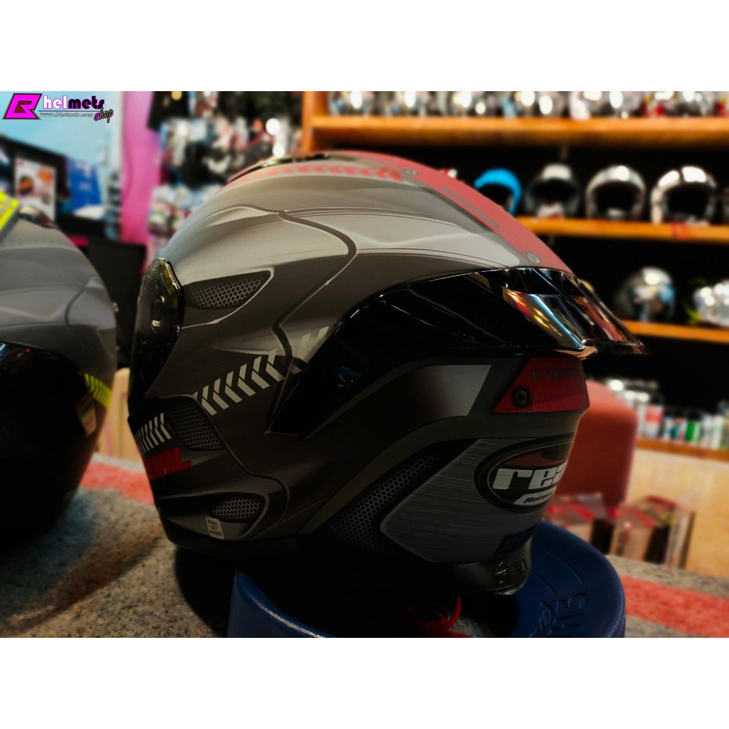 ##หมวกกันน็อค Real Raptor Cyborg ไทเทเนียม-แดงด้าน (สอบถามก่อนสั่งซื้อ ...