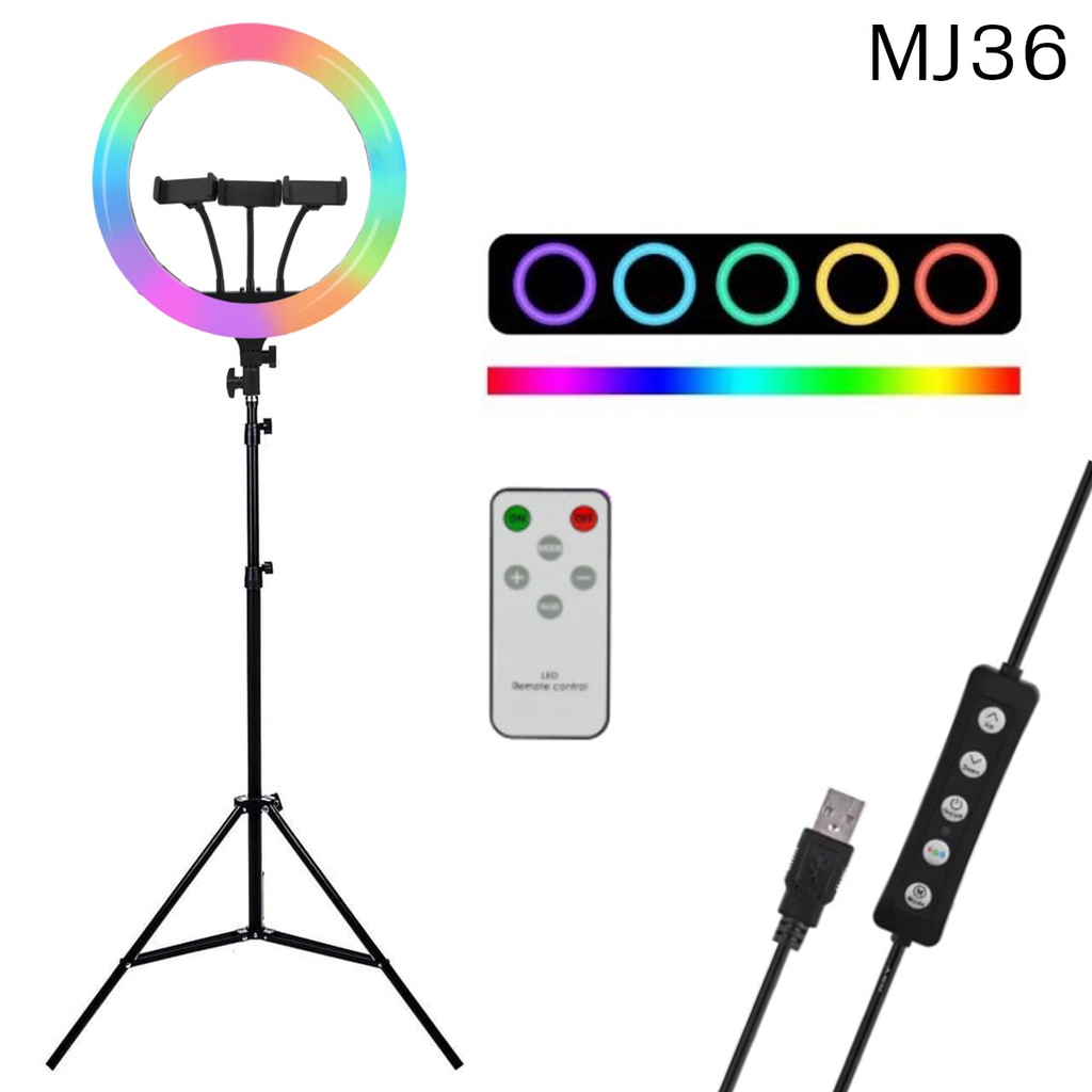 RGB LED SOFT RING LIGHT MJ36 MJ33 MJ26 ชุดไฟไลฟ์สด RGB ปรับเปลี่ยนสีได้หลากสี พร้อมขาตั้งสูง 2.1 ...