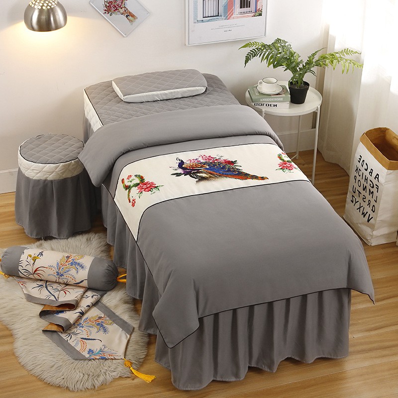 . Solid color European net red beauty bed cover four sets of color ...