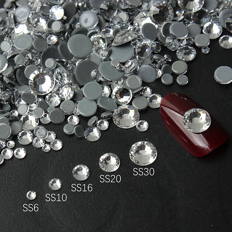 White White AB Color Hotfix Rhinestone Clear Crystal Batu Manik Tampal ...