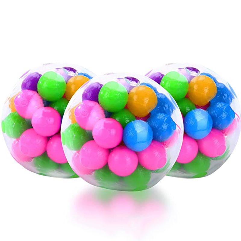 ของเล่นRainbow ressure Ball Fidget Sensory Toy DNA Colored Beads Stress ...