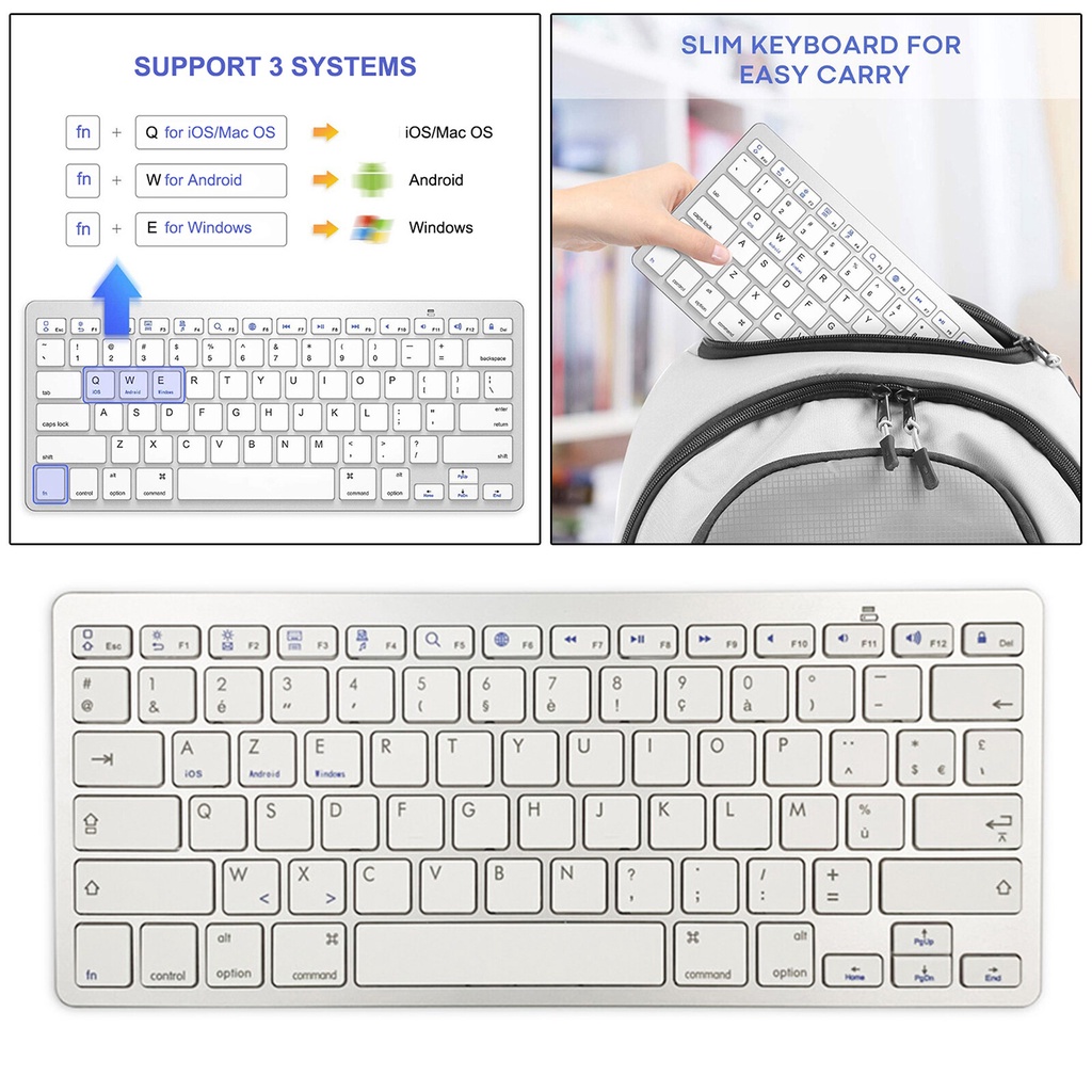 BNCABLE Wireless German Keyboard Battery Powered For Ios/android ...