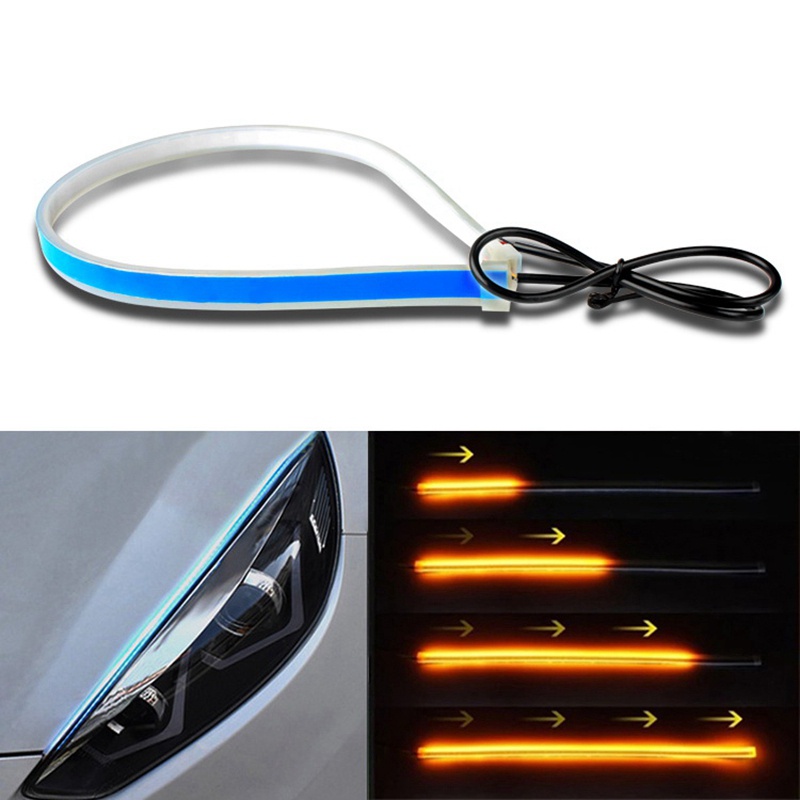 2Pcs DRL 60cm Daytime Running Light 12V Flexible Soft Tube Guide with ...