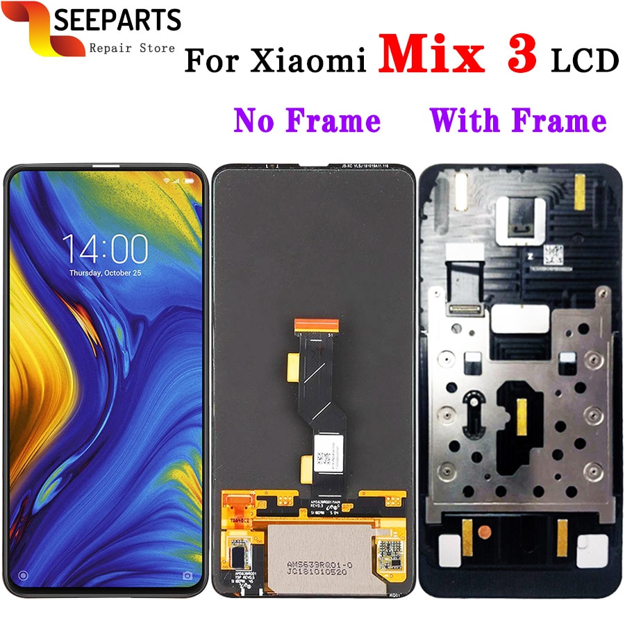 AmoledTFTสำหรับXiaomi Mix 3จอแสดงผลLcdหน้าจอสัมผัสDigitizerประกอบกับกรอบสำหรับMi Mix3 Mix 3 LCD ...