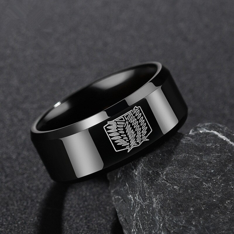 Anime Attack on Titan Ring Levi Ackerman Coslay ro Scout Regiment Wings ...