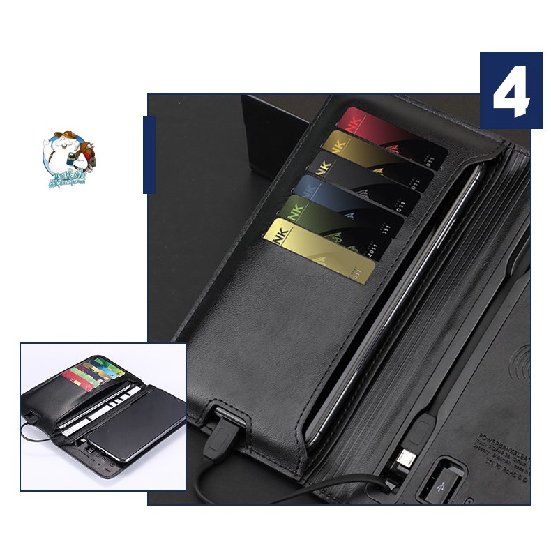 กระเป๋าเงิน Power bank 3 in 1 Charging PU Leather wallet - watch.tar ...