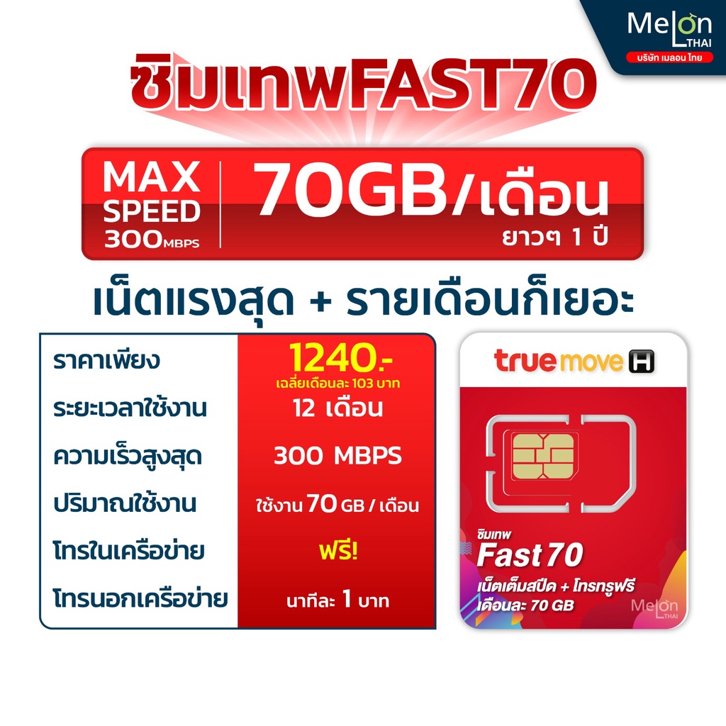 -ส่งฟรี- ซิมเทพ ทรู ธอร์ ซิมรายปี Fast70 MaxSpeed60GB เน็ตไม่อั้น ไม่ลดสปีด โทรฟรี ออกใบกำกับ ...