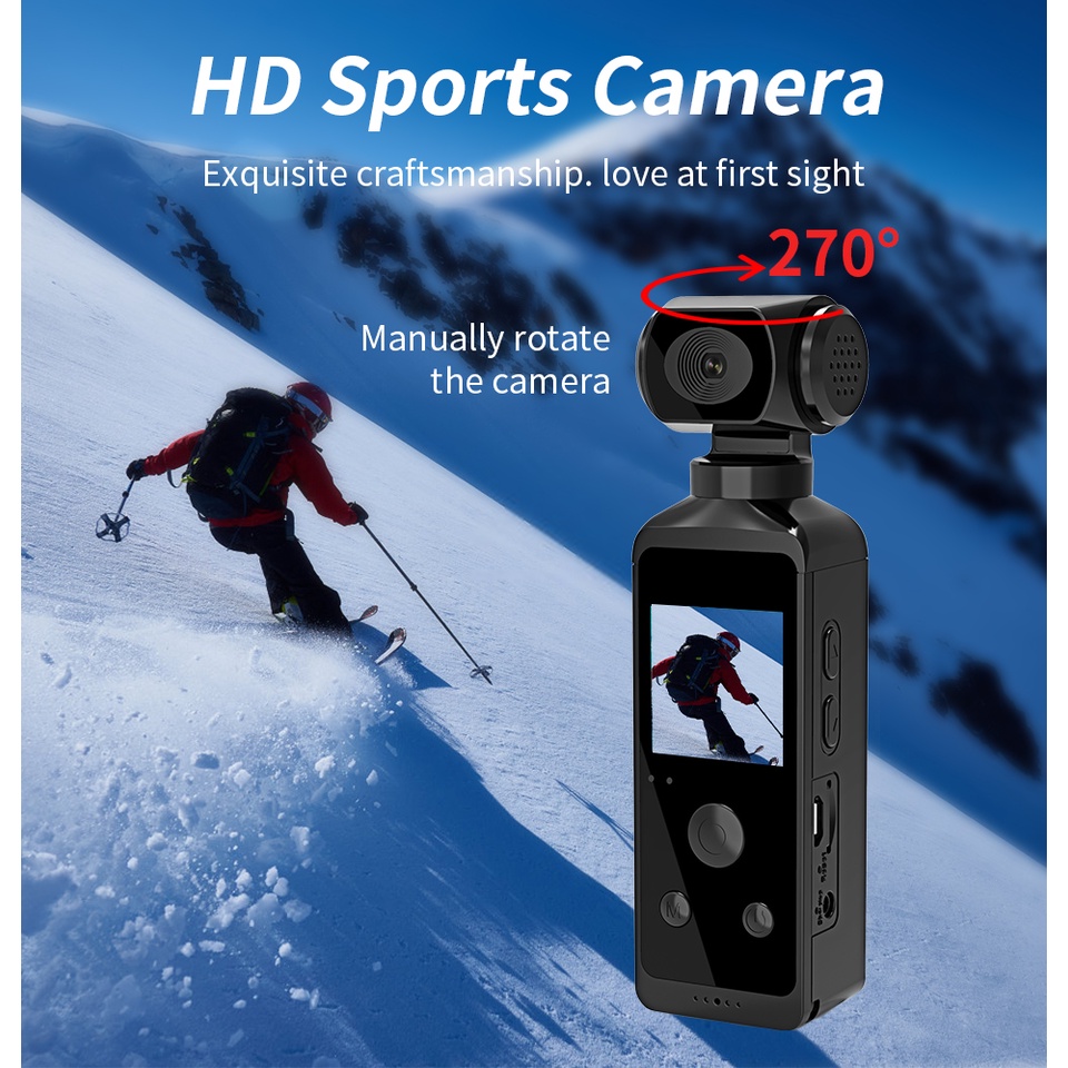 Pocket Camera HD Action Cam 1.3quot HD LCD Screen 270 Rotatable Wifi ...