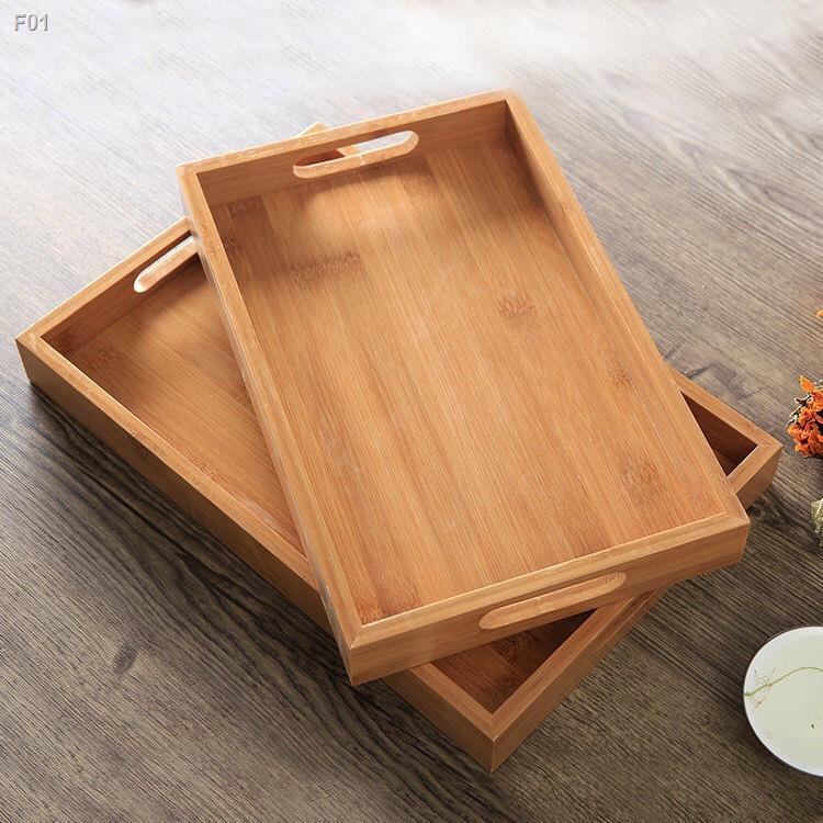 codBamboo Fruit Tea Tray Rectangle Wood Tray Tableware Food Dessert ...
