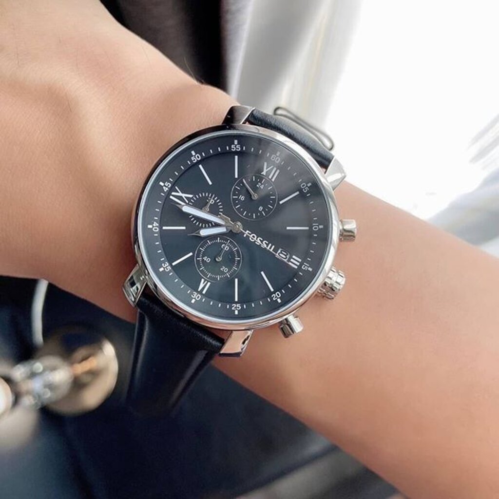 FOSSIL FOSSIL Rhett Chronograph Black Leather Watch BQ1006 BQ1006 ...