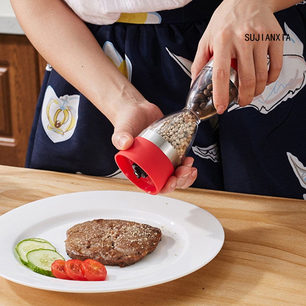SUY_2 in 1 Dual Salt Pepper Mill Sesame Spice Grinder Shaker Kitchen ...