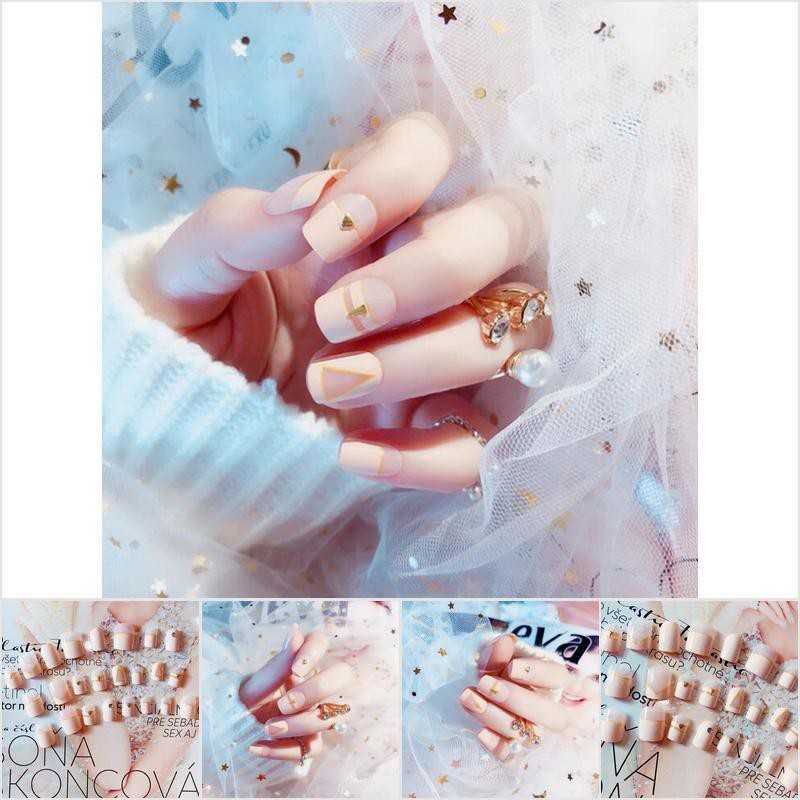 [cod Rts]24pcs Black French Nails Full Frame False Nail Tips Full Cover