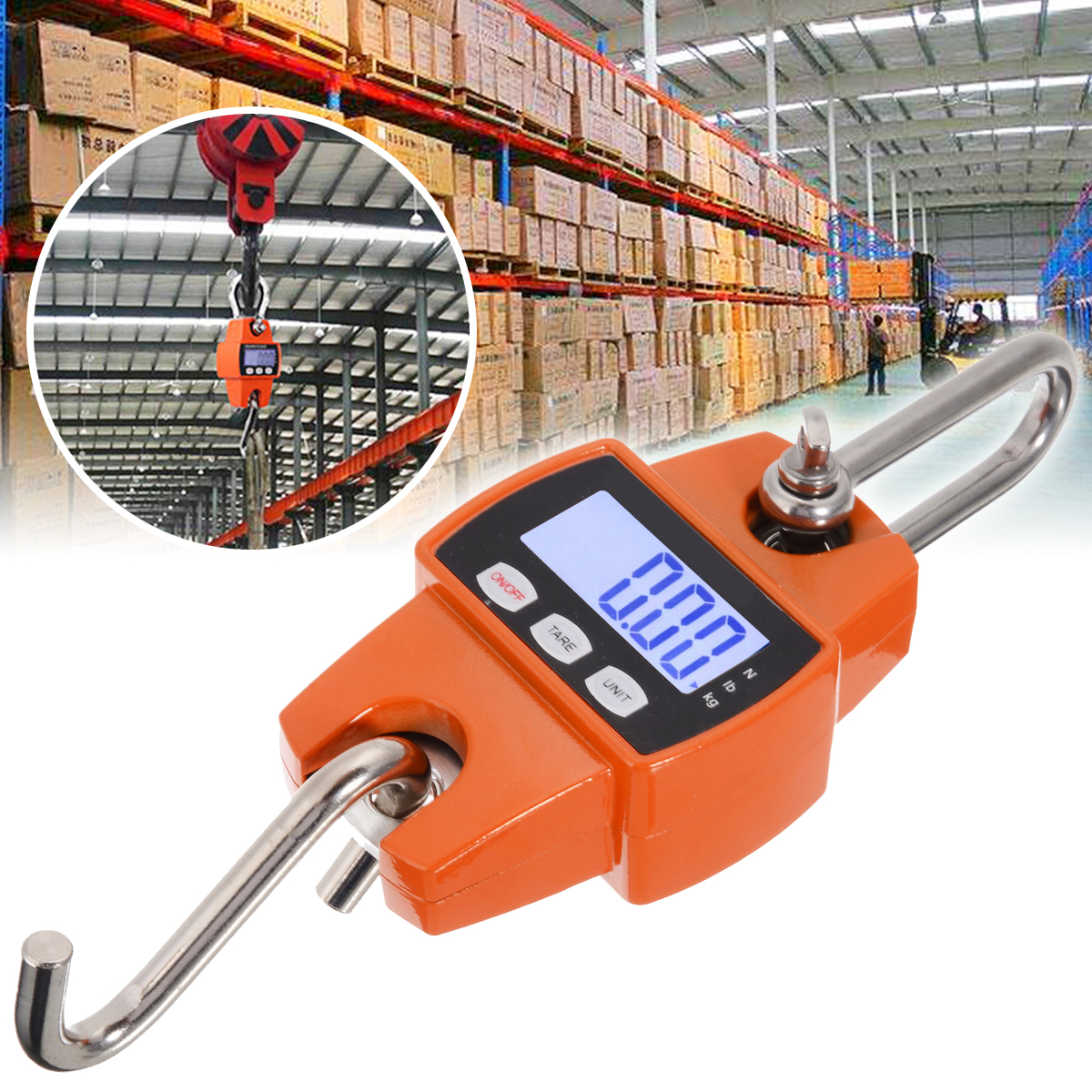 1pc New 300kg/600lb Heavy Duty Digital Crane Scale Hanging Hook ...