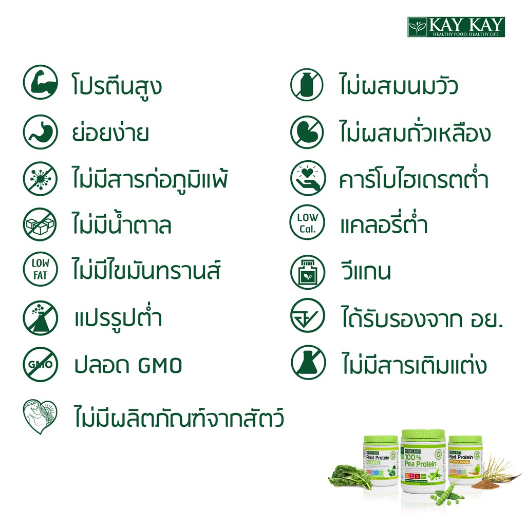 KAY KAY Organic Plant Protein Coconut Sugar โปรตีนจากพืชออร์แกนิค สูตร ...