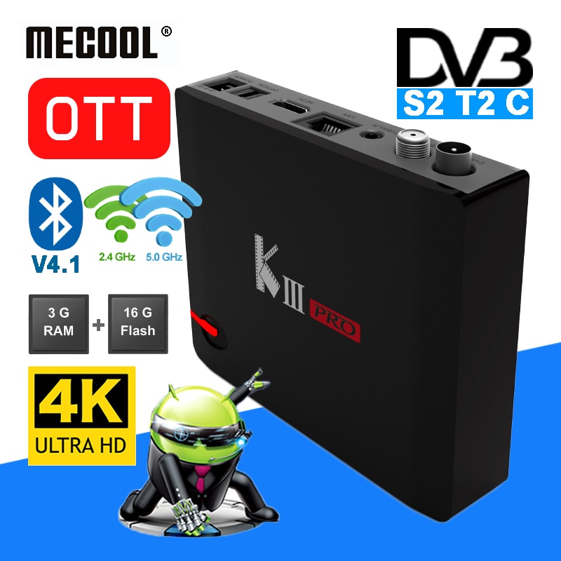 MECOOL KIII PRO Amlogic S912 Android TV Box 3GB 16GB DVB-S2 DVB-T2 DVB ...