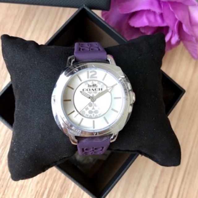 (ผ่อน0) นาฬิกา สายยาง สีม่วง Coach 14503144 BOYFRIEND SMALL RUBBER ...