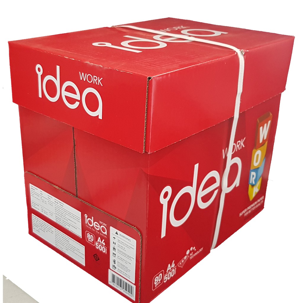 กระดาษถ่ายเอกสาร A4 idea Work 80 แกรม ลังละ 5 รีม คุณภาพดี ไม่ติด ...