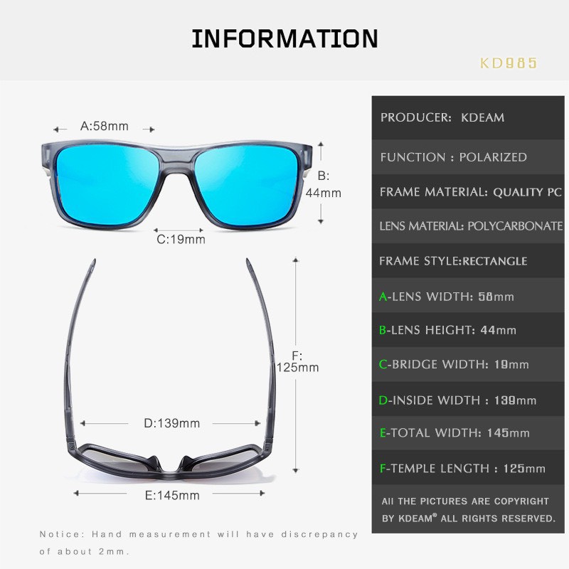 (สินค้าพร้อมส่งจากไทย) แว่นตากันแดด KDEAM (KD9855) ของแท้ แถมฟรี box ...