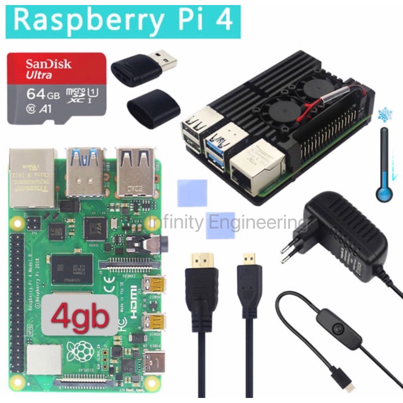 [พร้อมส่ง] Raspberry Pi 4 Model B (4GB) เซตพร้อมพัดลมระบายอากาศ+ SD ...