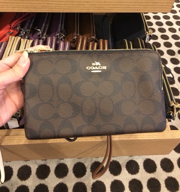 พร้อมส่ง แท้ ????????????% New Coach คล้องมือ 2 ซิป L DOUBLE ZIP WALLET ...