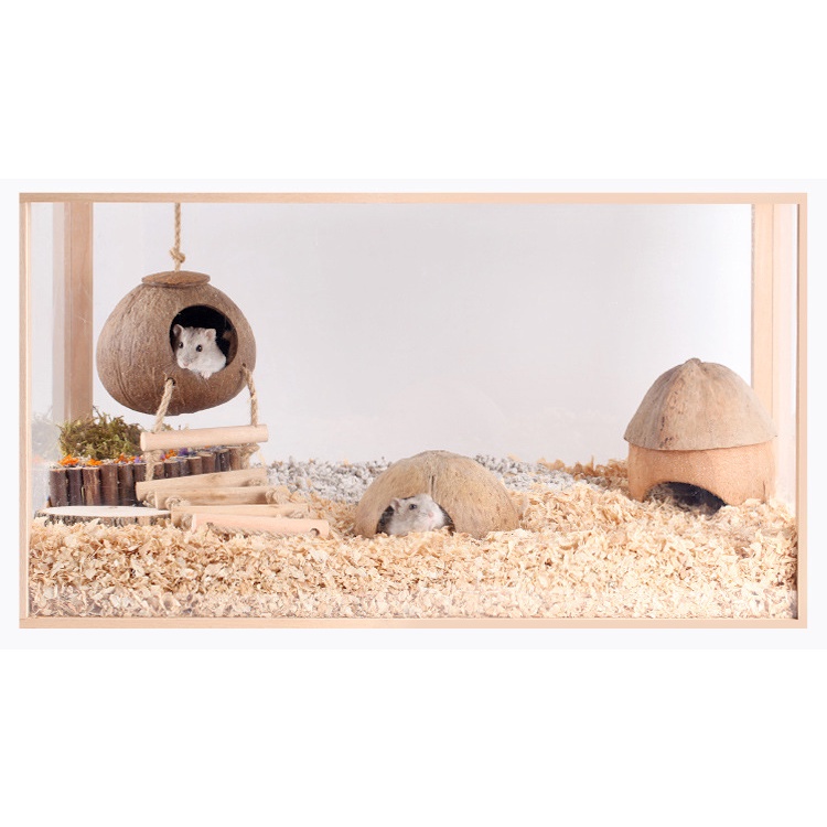 Cute Pet Nest Natural Coconut Shell Hamster Nest Small Animal Cave ...
