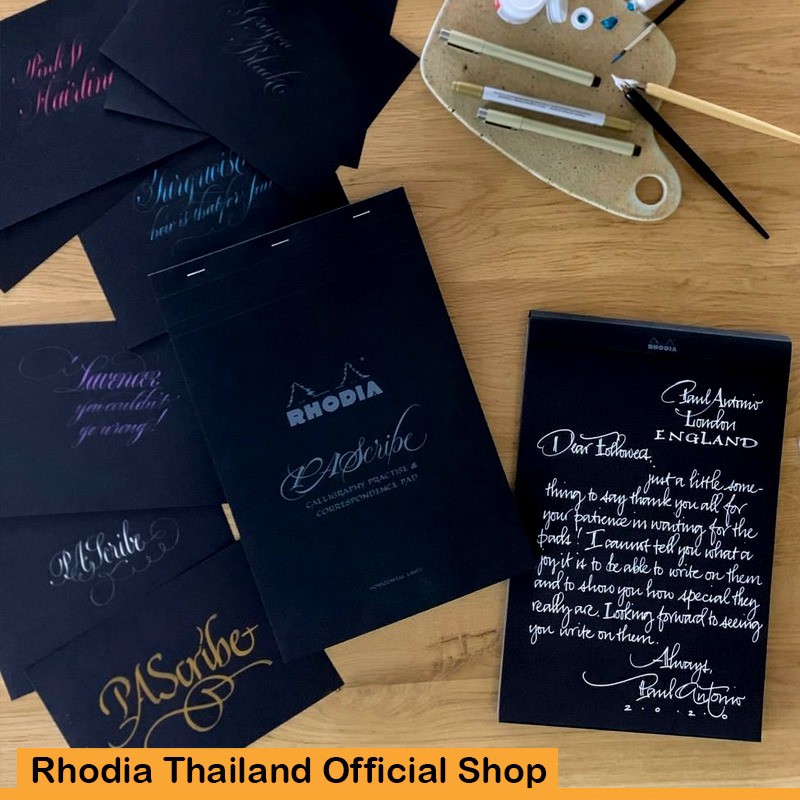 Rhodia Pascribe Calligraphy Pad - Black CarbOn A4 กระดาษสำหรับเขียน ...