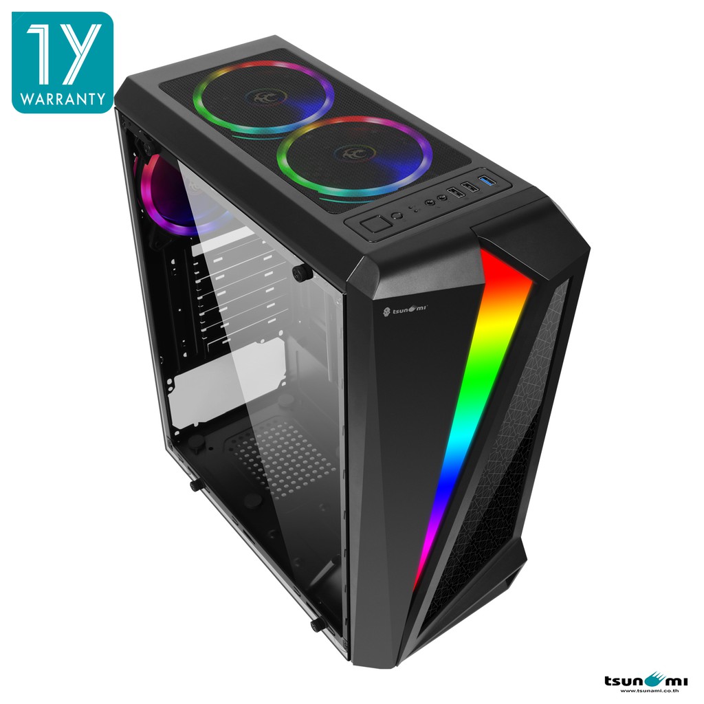 เคสคอมพิวเตอร์ Tsunami Galaxy G10 RGB ATX Gaming Case (with Tempered ...