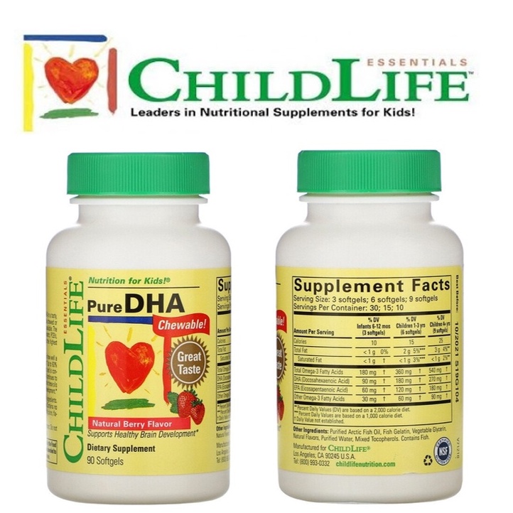 สินค้าพร้อมส่ง ChildLife Pure DHA Chewable Natural Berry Flavor 90 Soft Gel Caps - nu_mink.mkids ...