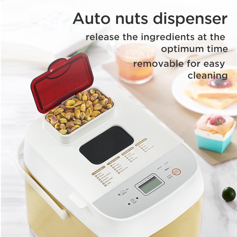 Petrus PE6280 19-in-1 full-automatic bread&ice cream machine, 1.5lb with nuts dispenser 5chr ...