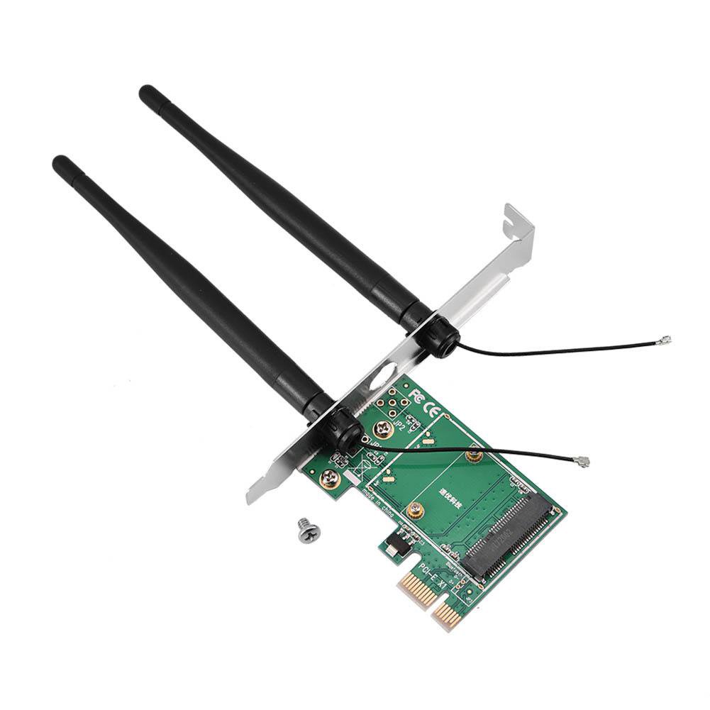 Special offerMini PCI-E to PCIE Card Adapter2 Antennas Wireless Card ...