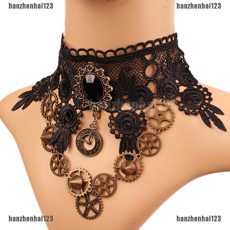 HH Vintage Lace Gothic Steampunk Collar Choker Pendant Necklace Charm ...