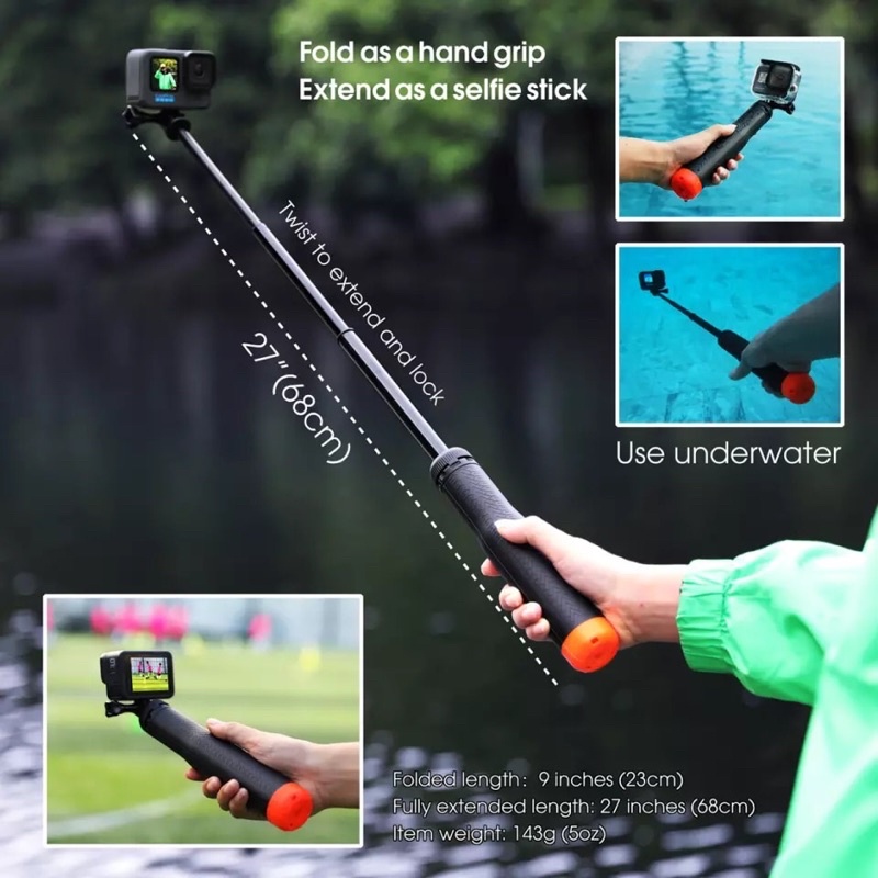 Floating Tripod for GoPro Hero 10 9 8 7 6 5 Selfie Stick for DJI OSMO ...