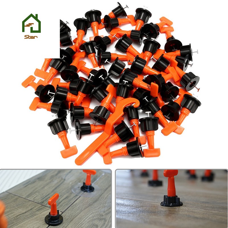 50Pcs Tile Leveling System Kit 1.6mm Space Reuse Wall Floor Clip ...