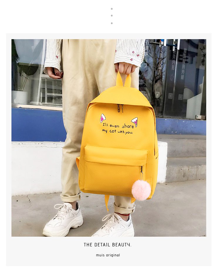 READY STOCK☃4-in-1 backpack set canvas school student bag women's ...