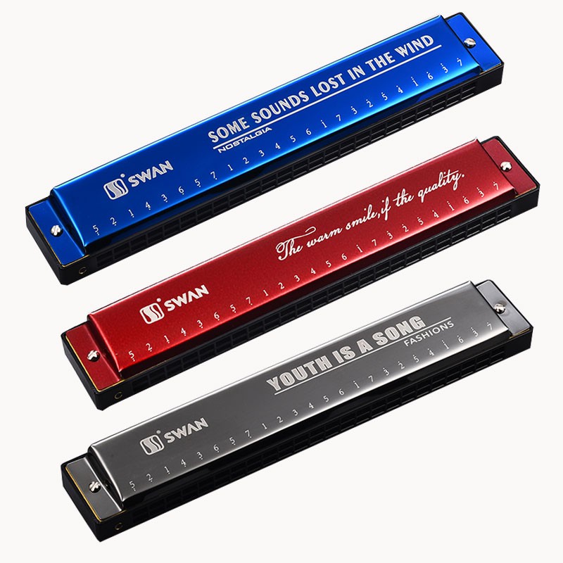 Swan Harmonica 24 Hole Polyphonic C Beginner Student Adult Stress ...